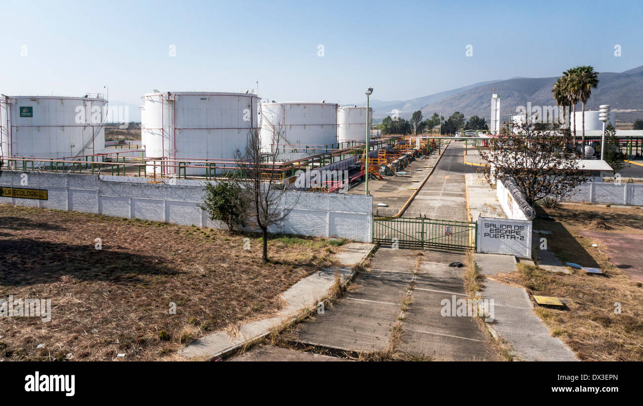 walled enclave with gate providing emergency escape route from Pemex ...