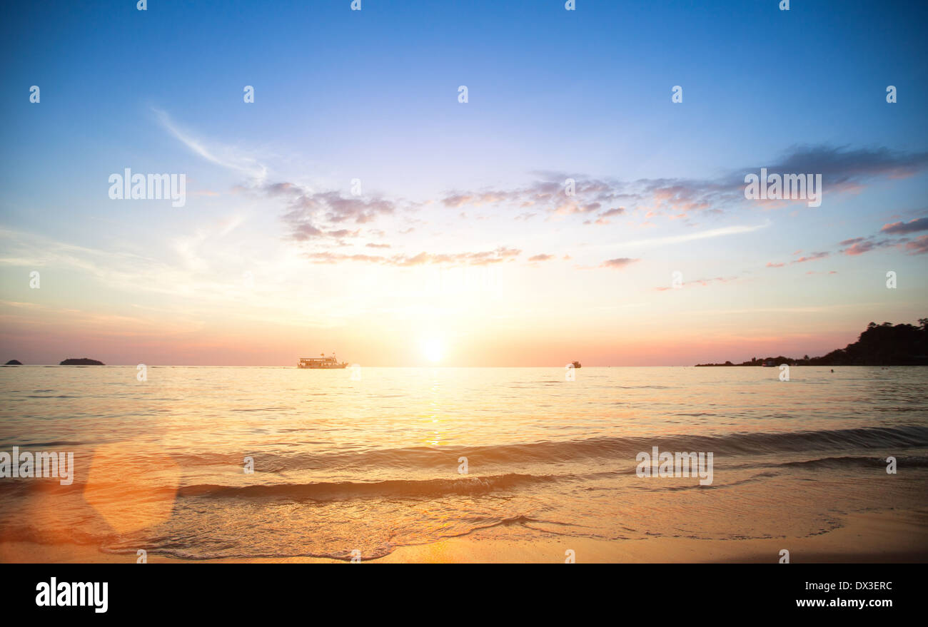 Beautiful sunset of sea beach Stock Photo - Alamy