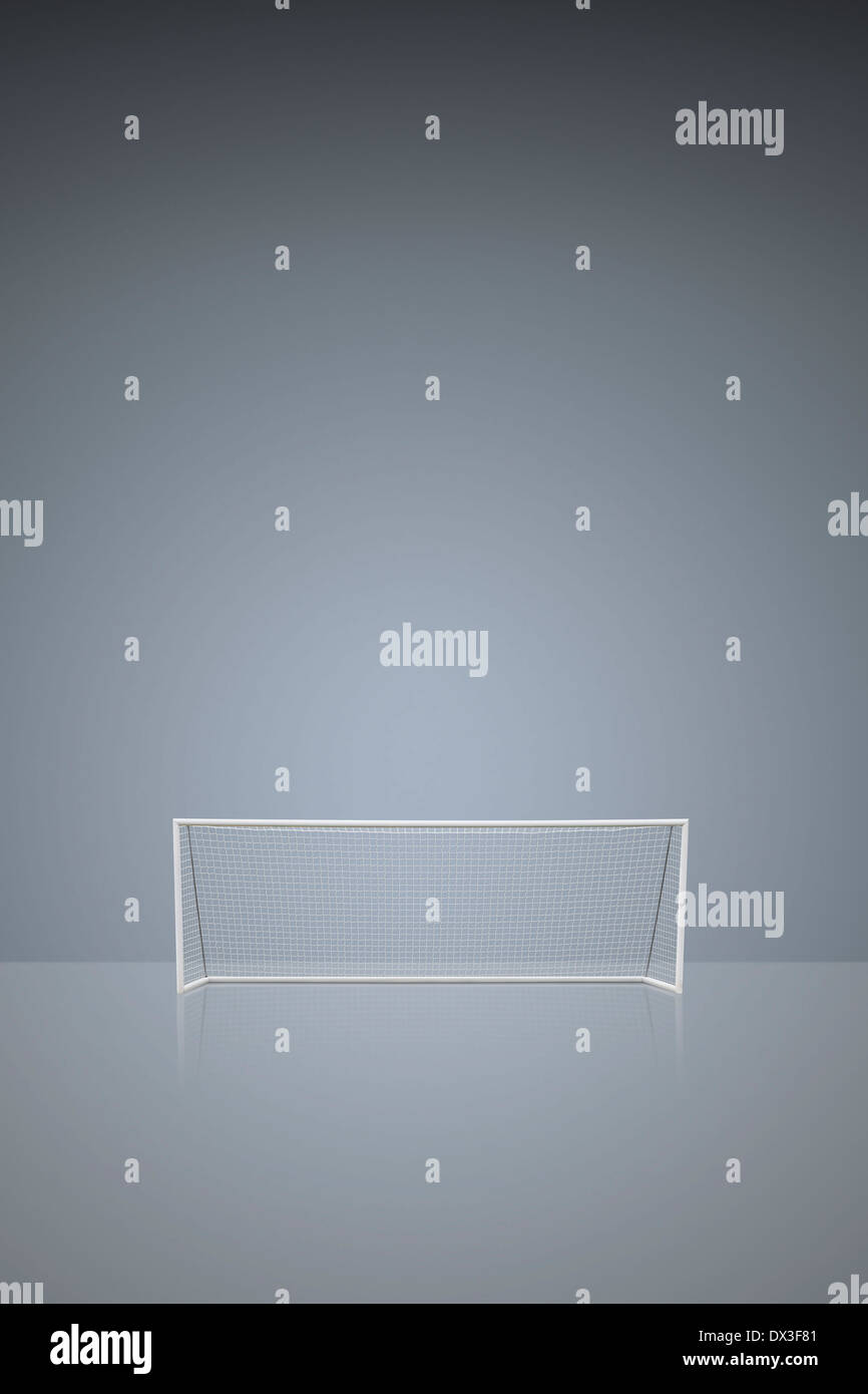 football concept showing empty football goal posts with goal net and ...