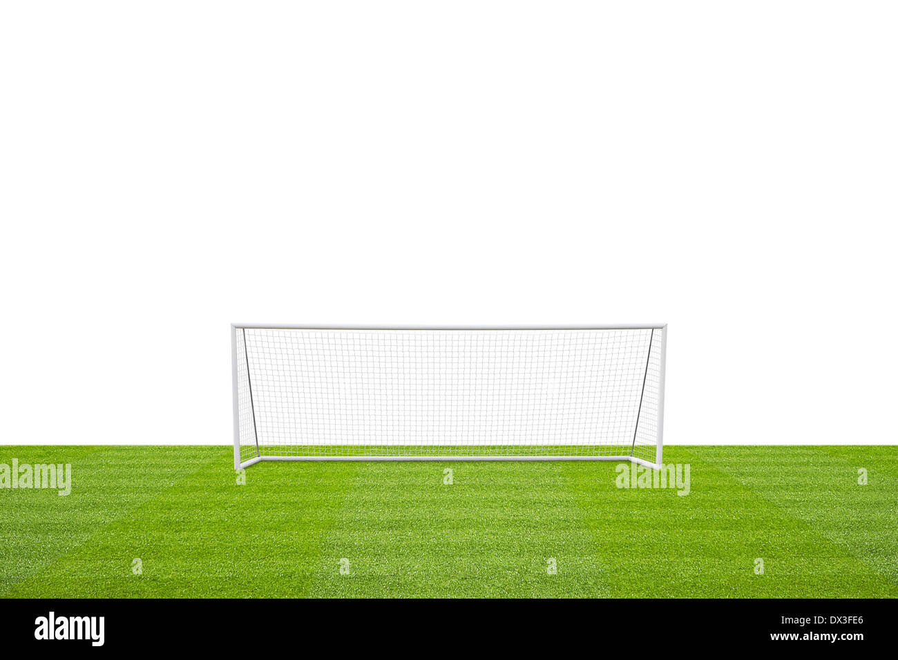 football concept showing empty football pitch and football goal posts ...