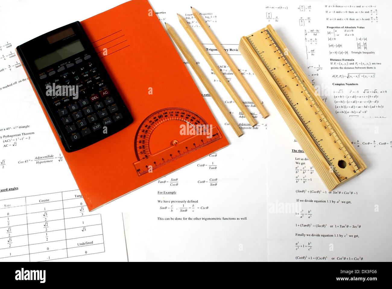 Pencils case calculator ruler hi-res stock photography and images - Alamy