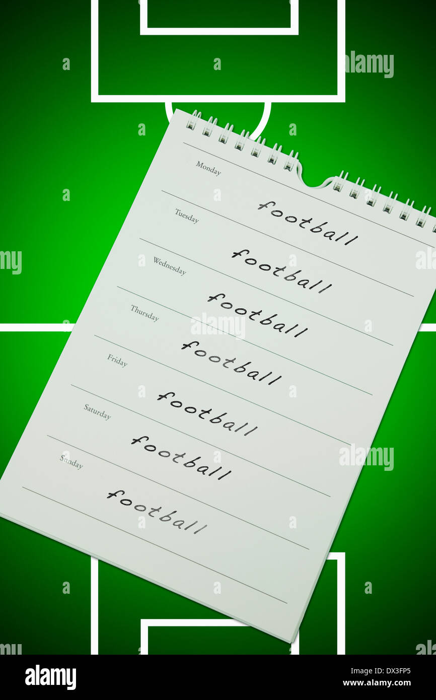 Calendar Showing the word football printed on 7 days of the week Stock ...