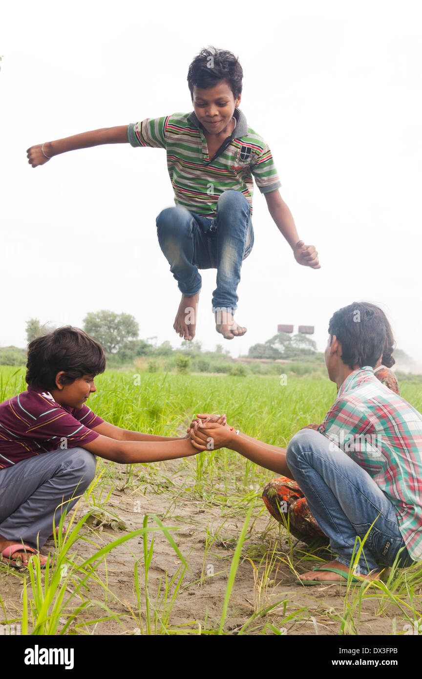 Indian Villager Kids Playful in Farm Stock Photo - Alamy