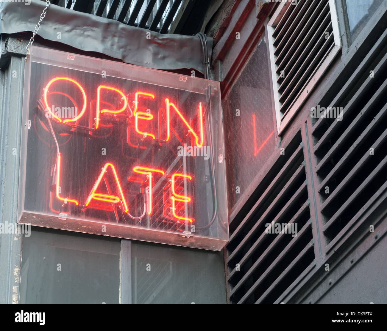 Red Neon Open Late Sign Stock Photo - Alamy