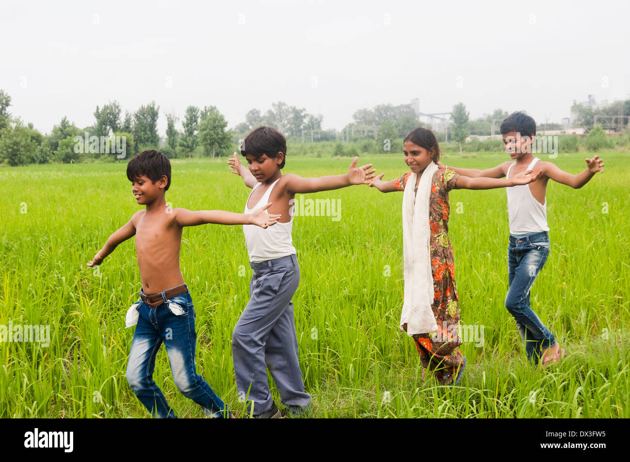 Indian Villager Kids Playful in Farm Stock Photo - Alamy