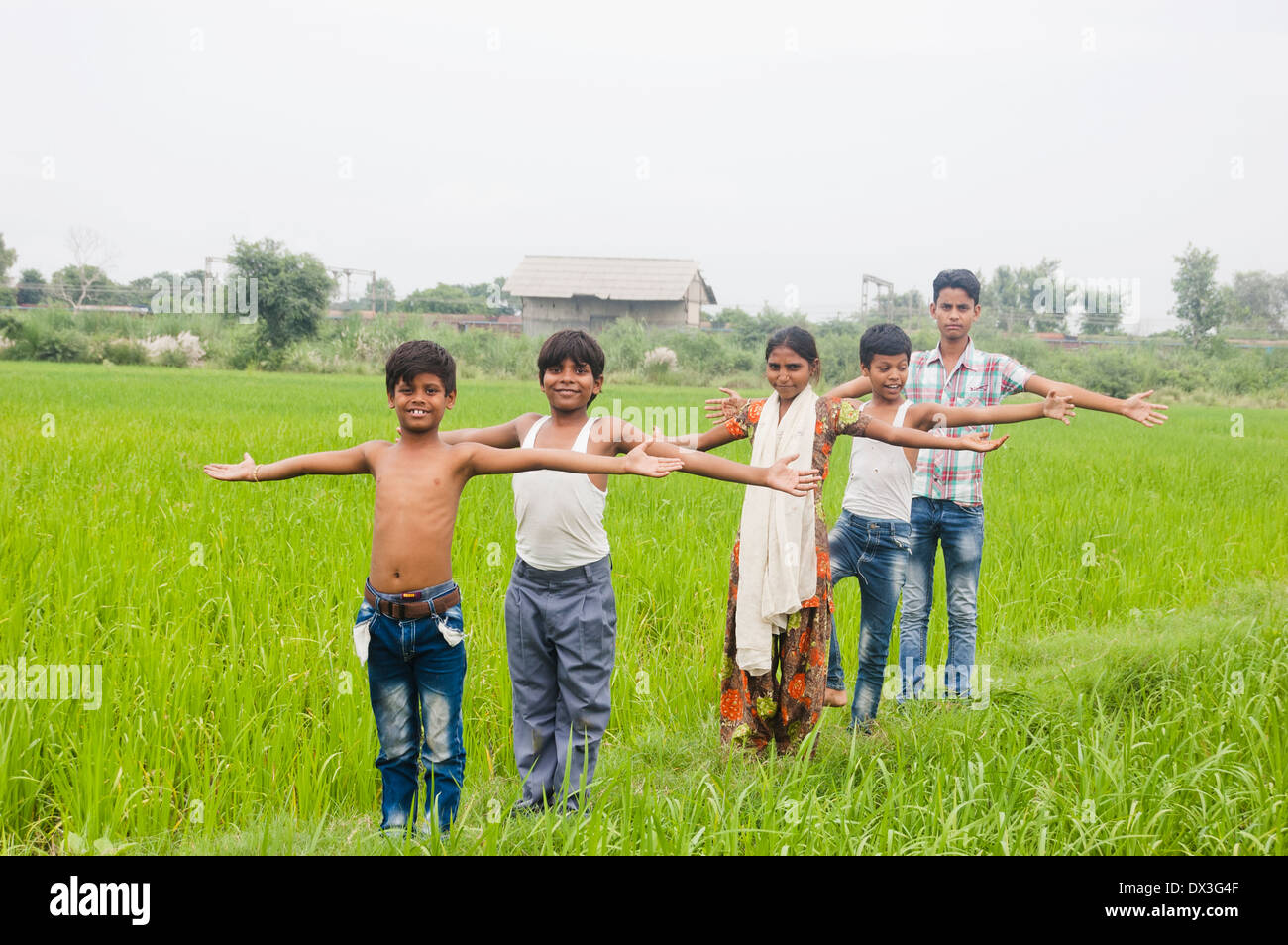 Indian Villager Kids Playful in Farm Stock Photo - Alamy
