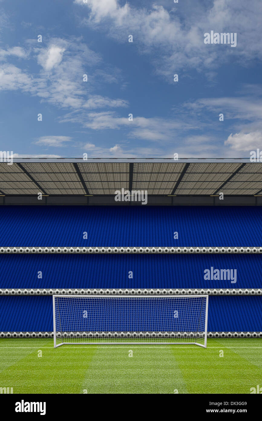 real grass,football goal posts and cloudy sky with a computer generated ...