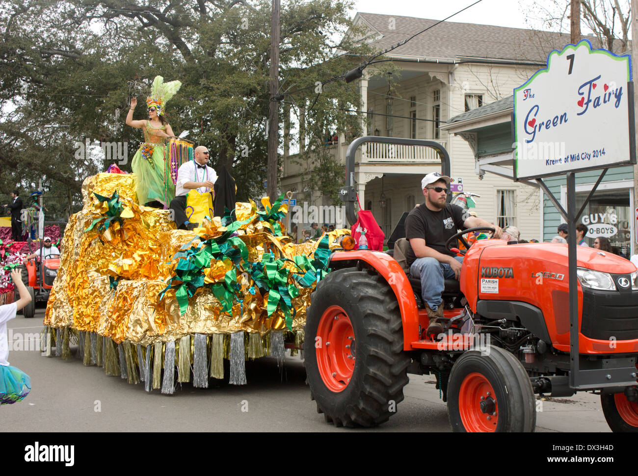 Mardi Gras float featuring a "Green Fairy" in Uptown New Orleans Stock ...