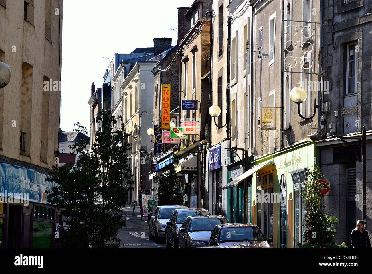 A shopping street in Mayenne city (Loire country, France Stock Photo ...