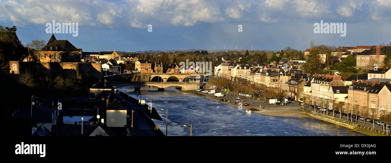 Mayenne city and river 'La Mayenne', Loire country, France Stock Photo ...