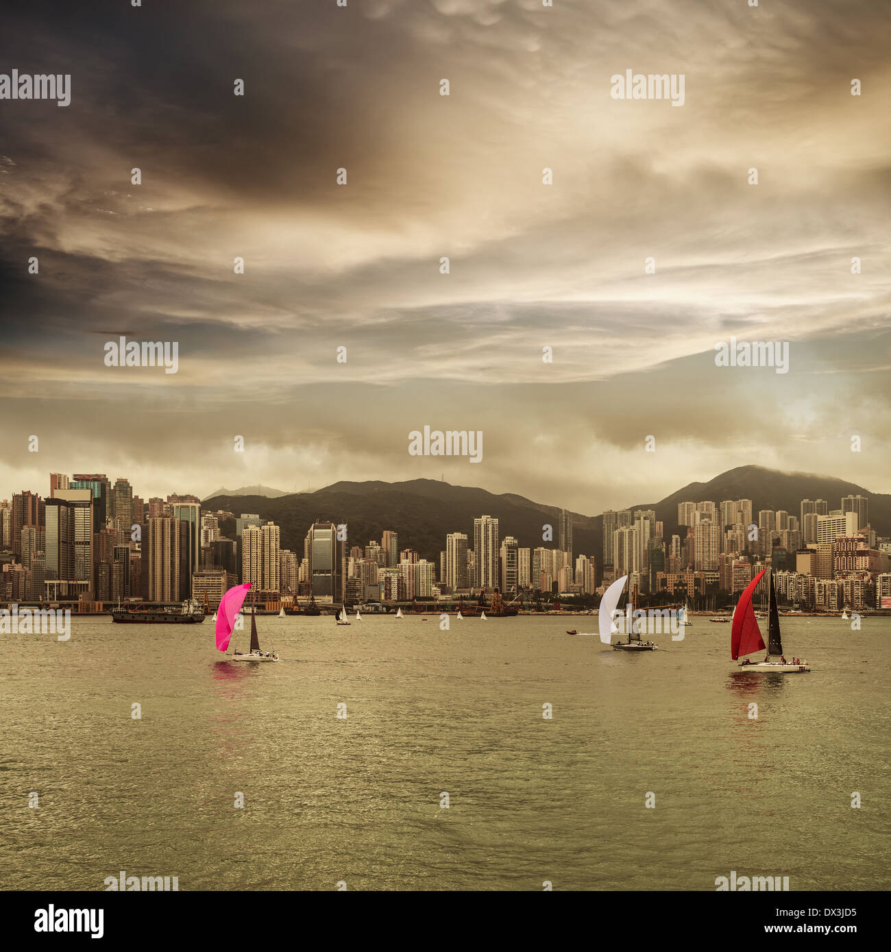 Hong Kong harbour at day Stock Photo - Alamy