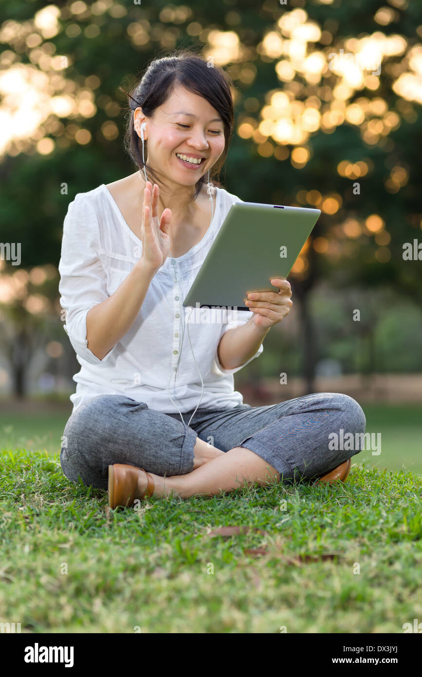 Video chat talking beautiful young hi-res stock photography and images ...