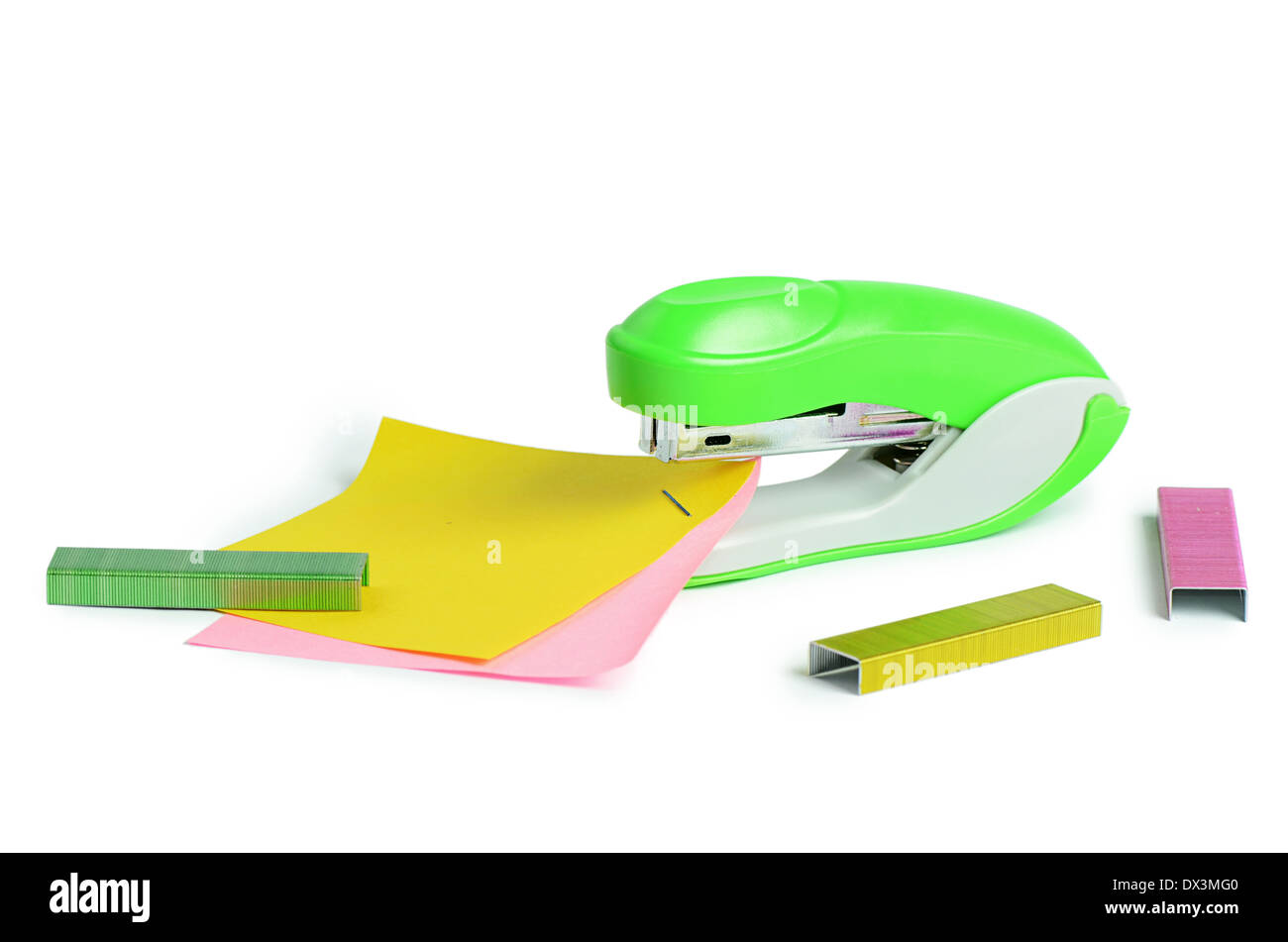 The green stapler isolated on white background Stock Photo - Alamy