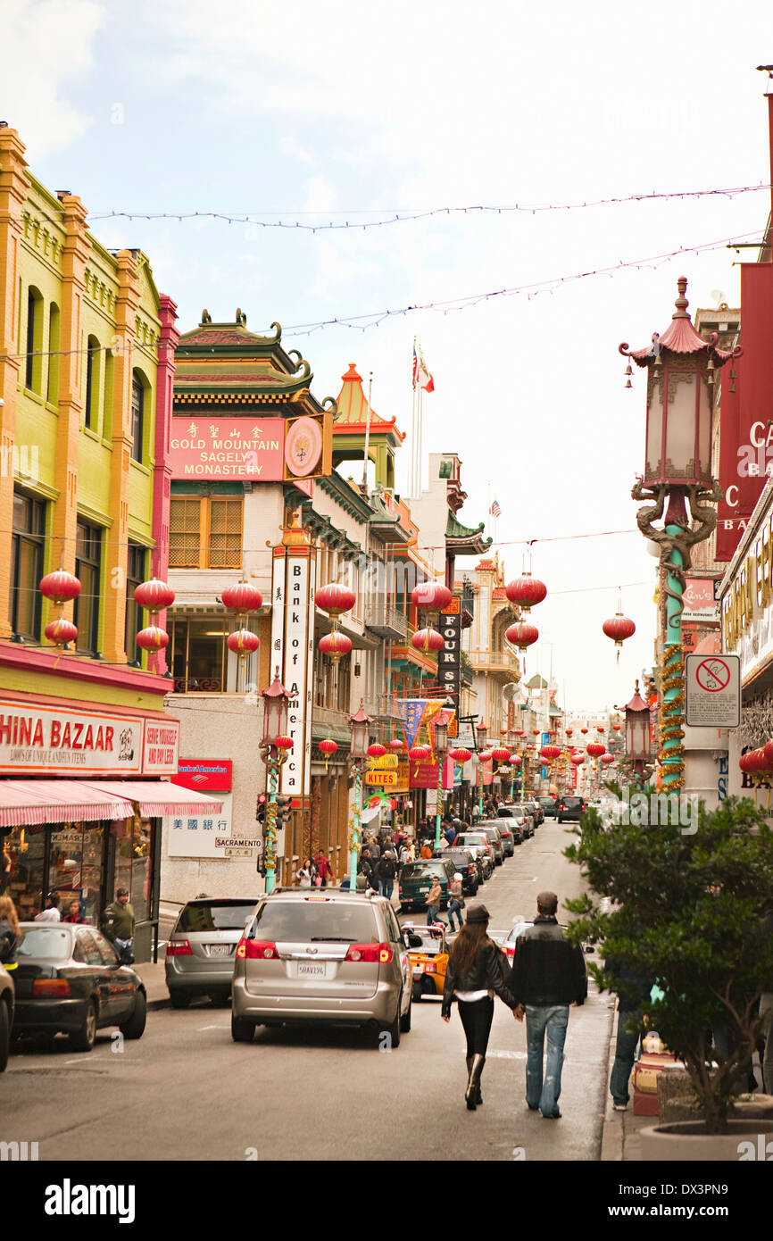 Chinatown street scene, San Francisco, California, United States Stock ...