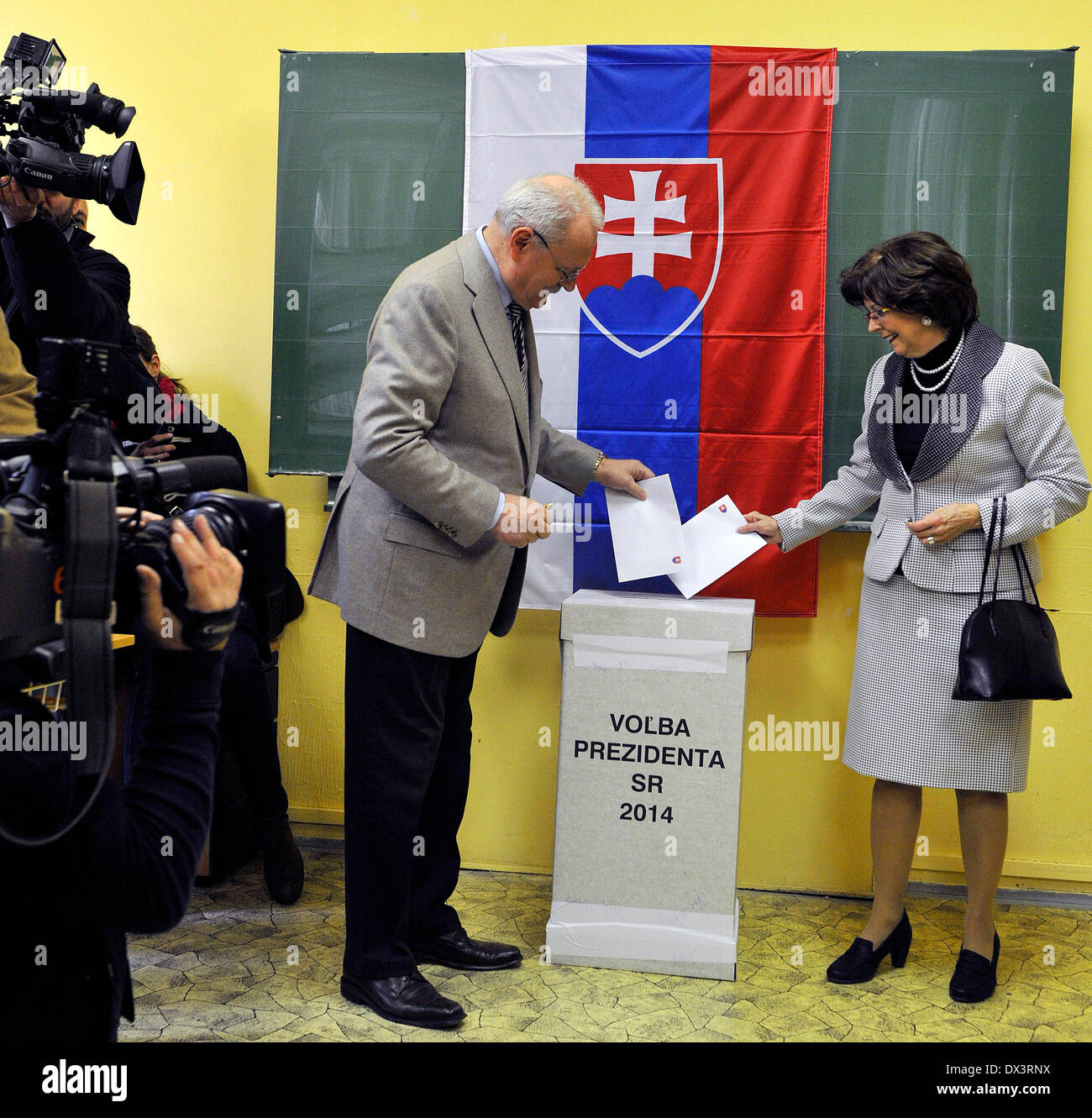 Bratislava. 15th Mar, 2014. Slovak President Ivan Gasparovic and his ...