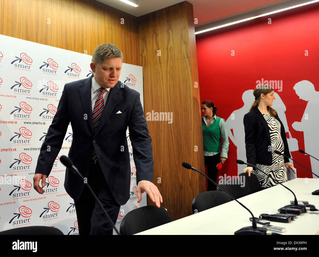 Candidate Robert Fico pictured at his press conference after first ...