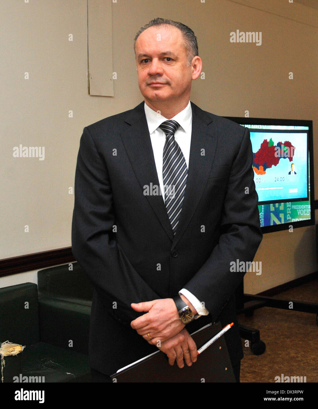 Candidate Andrej Kiska pictured during the television debate following ...