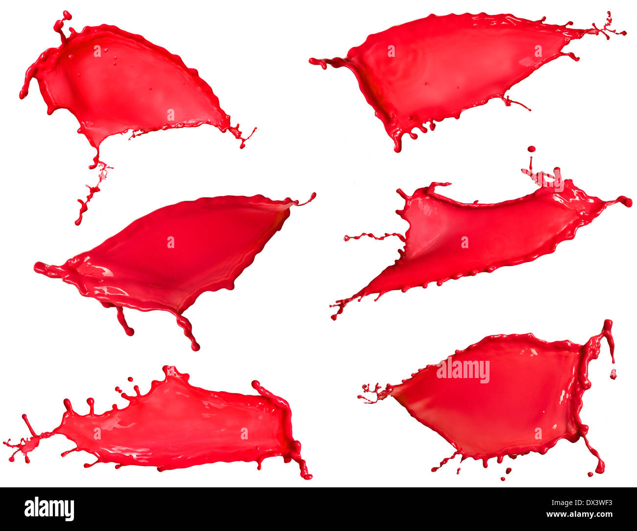 red liquid splash collection isolated on white background Stock Photo ...