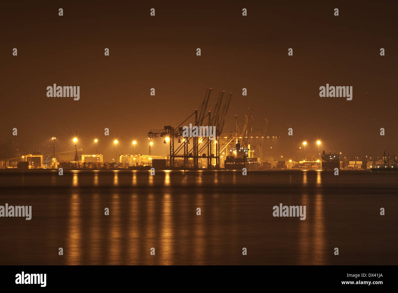 Container port night hi-res stock photography and images - Alamy