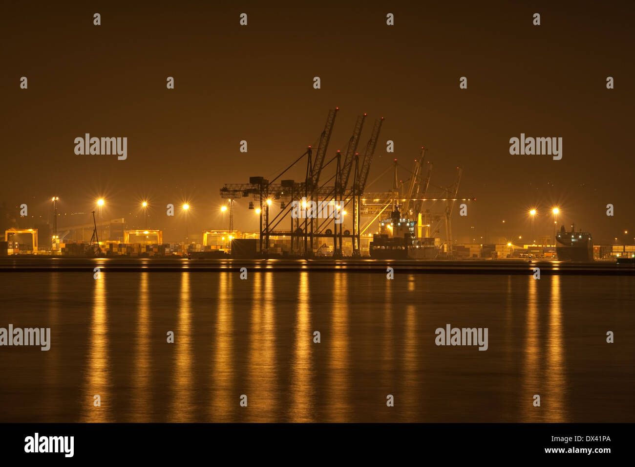 Container port night hi-res stock photography and images - Alamy