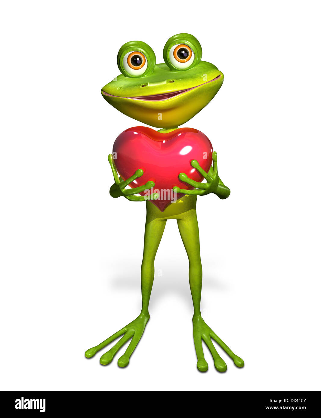 illustration merry green frog with red heart Stock Photo - Alamy