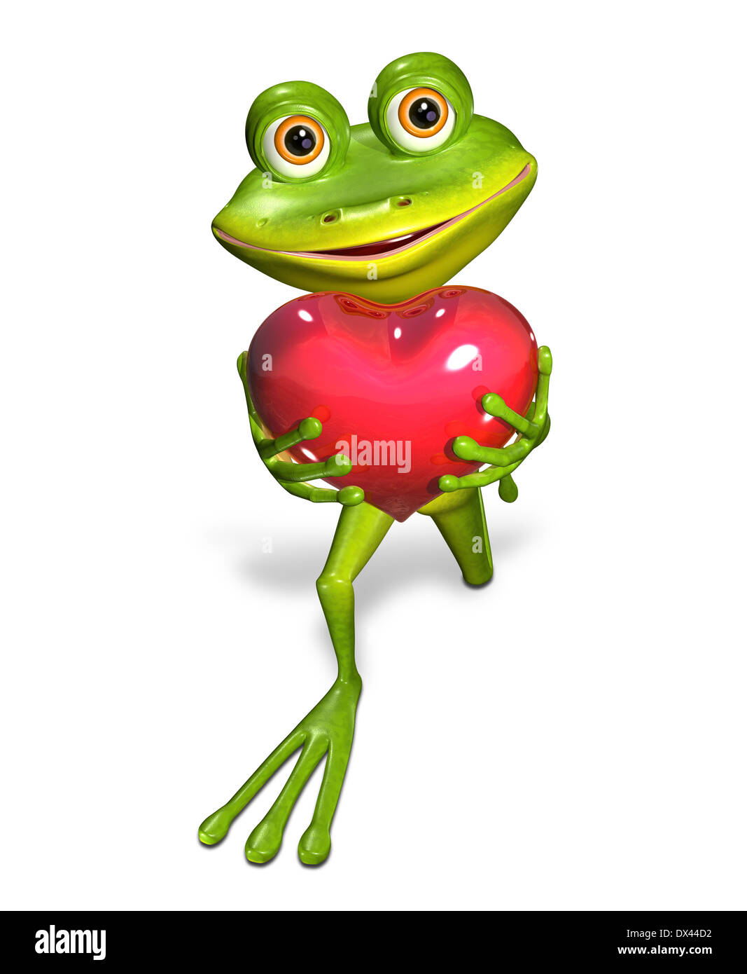 illustration merry green frog with red heart Stock Photo - Alamy