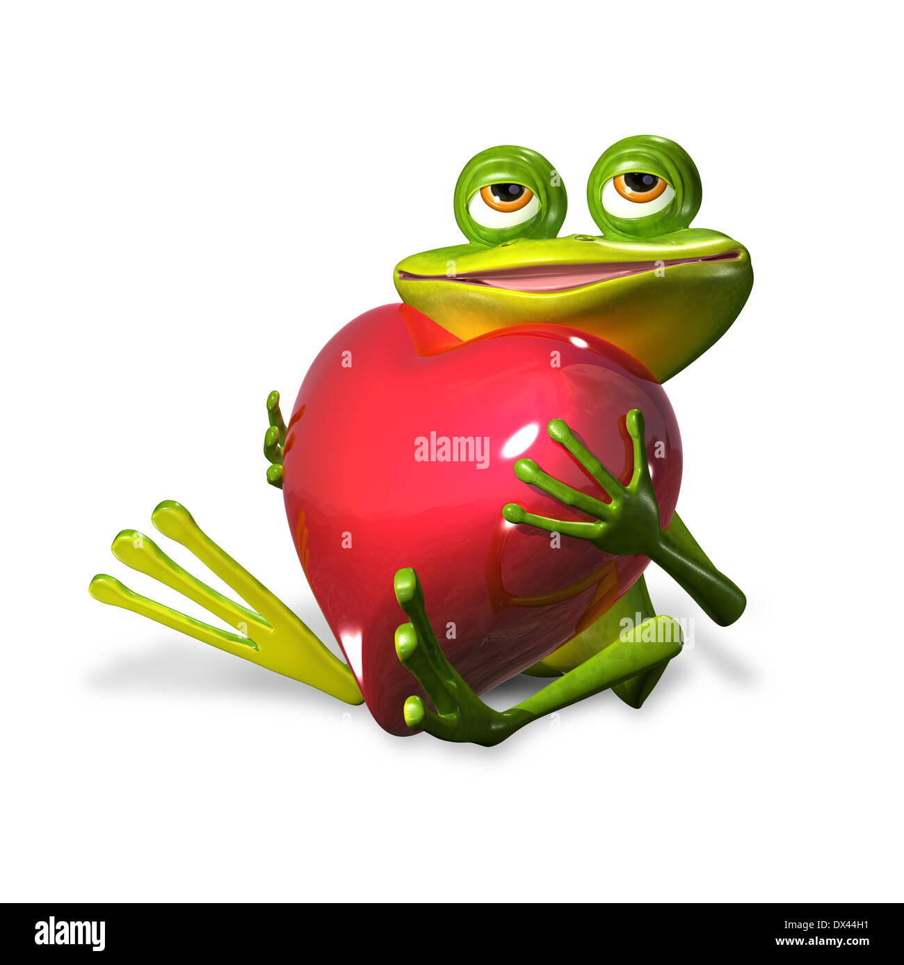 illustration merry green frog with red heart Stock Photo - Alamy