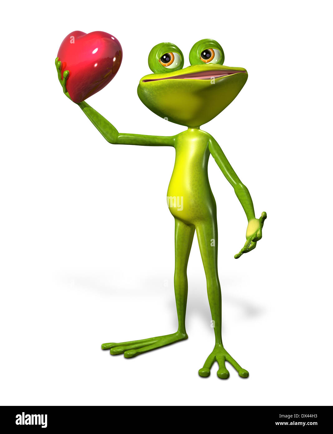 illustration merry green frog with red heart Stock Photo - Alamy