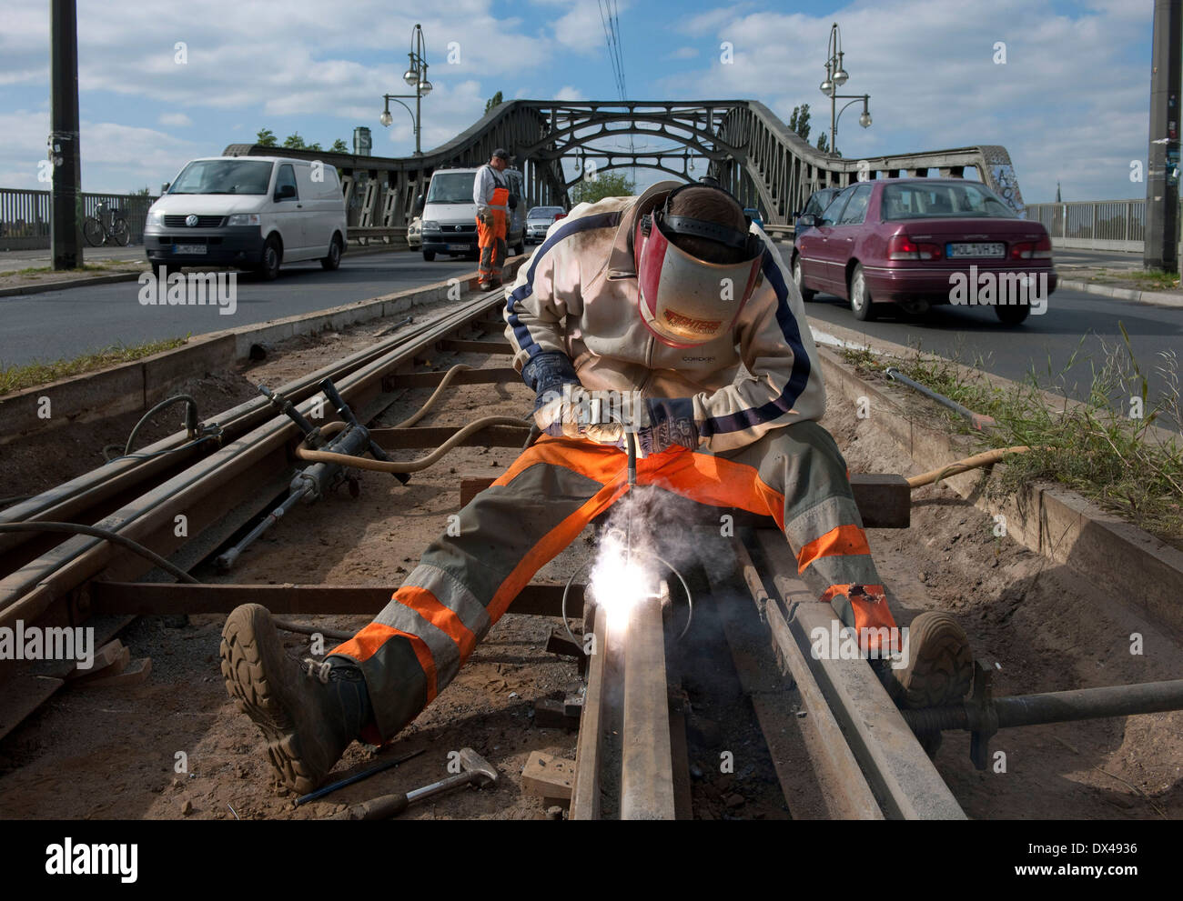 Track work on tram track Stock Photo - Alamy