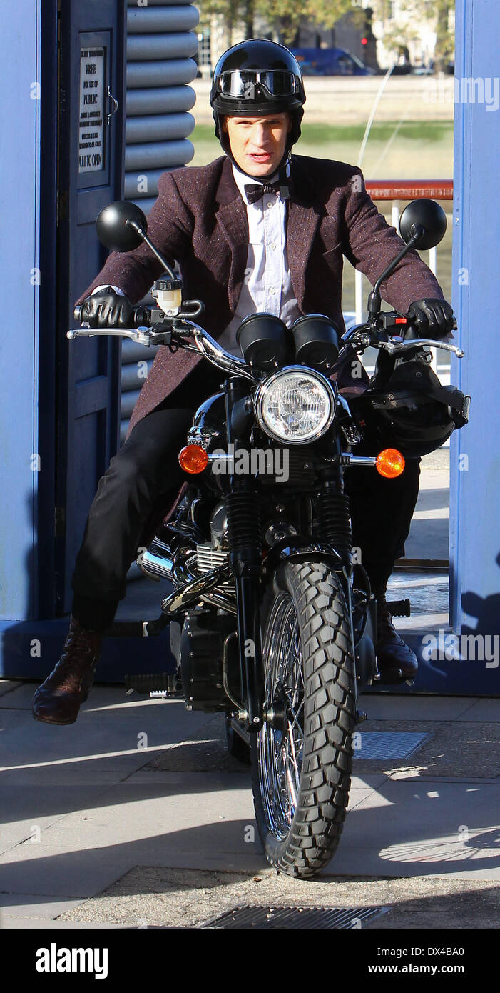 Matt Smith The cast of 'Doctor Who' filming in central London London ...