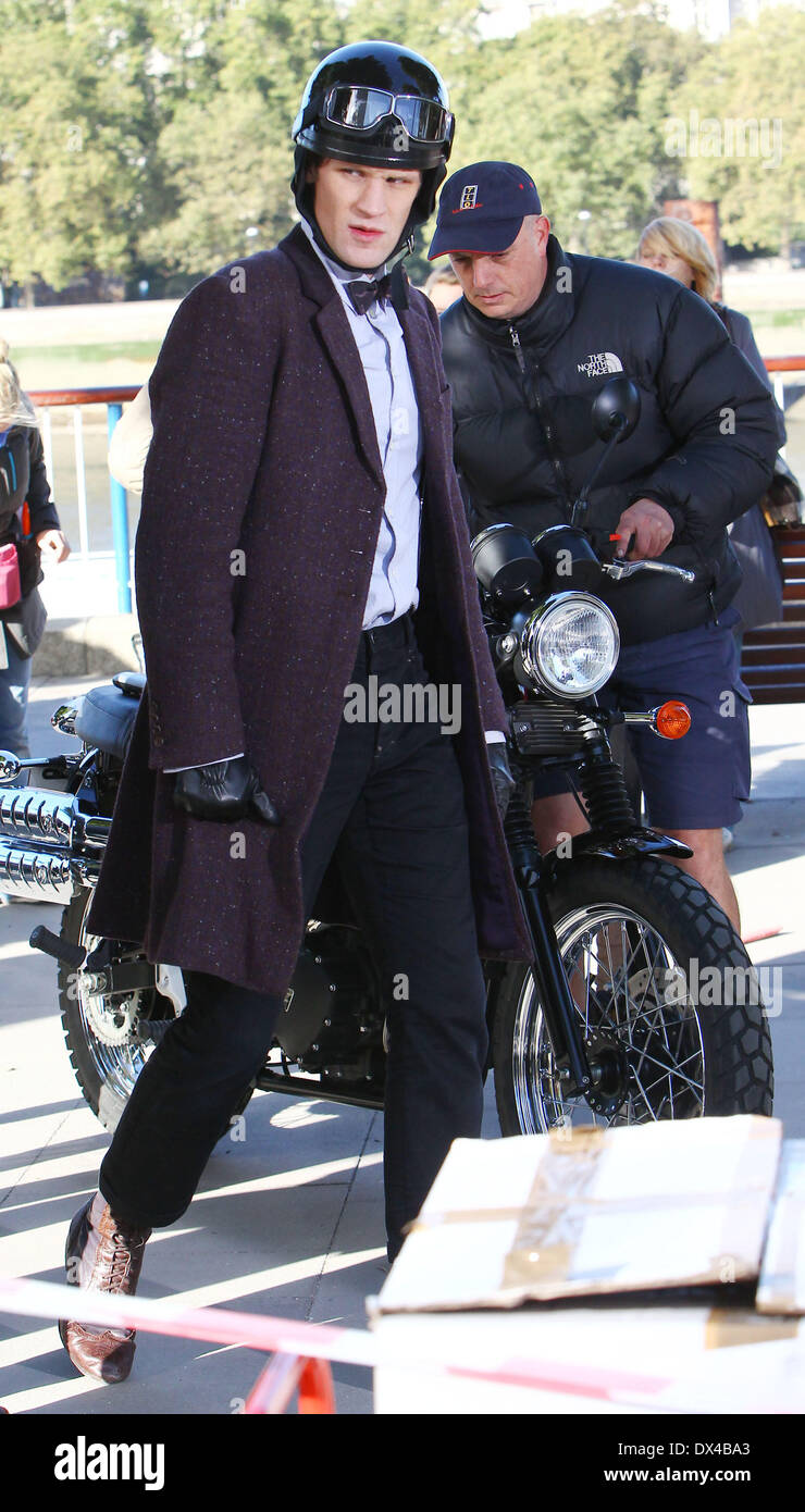 Matt Smith The cast of 'Doctor Who' filming in central London London ...