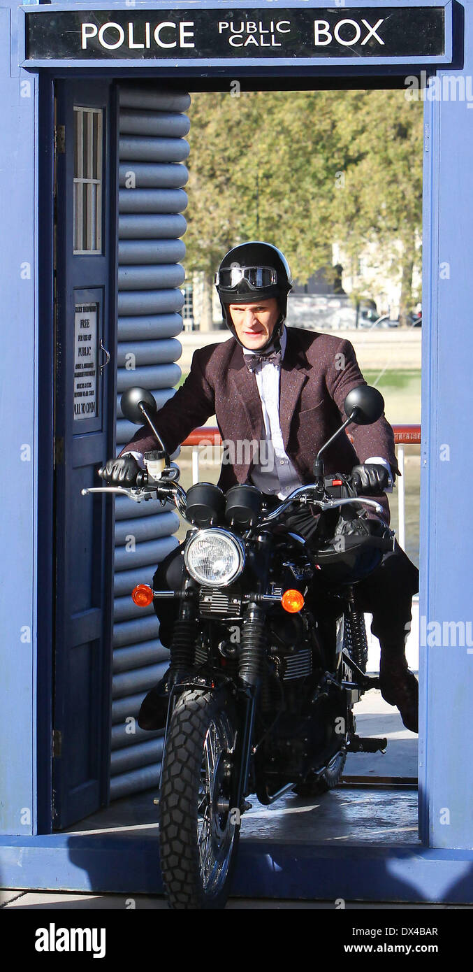 Matt Smith The cast of 'Doctor Who' filming in central London London ...
