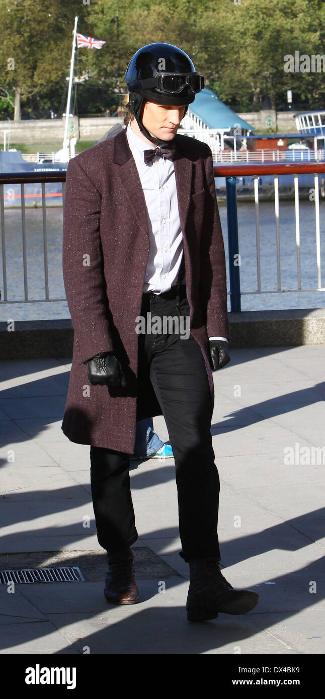 Matt Smith The cast of 'Doctor Who' filming in central London London ...