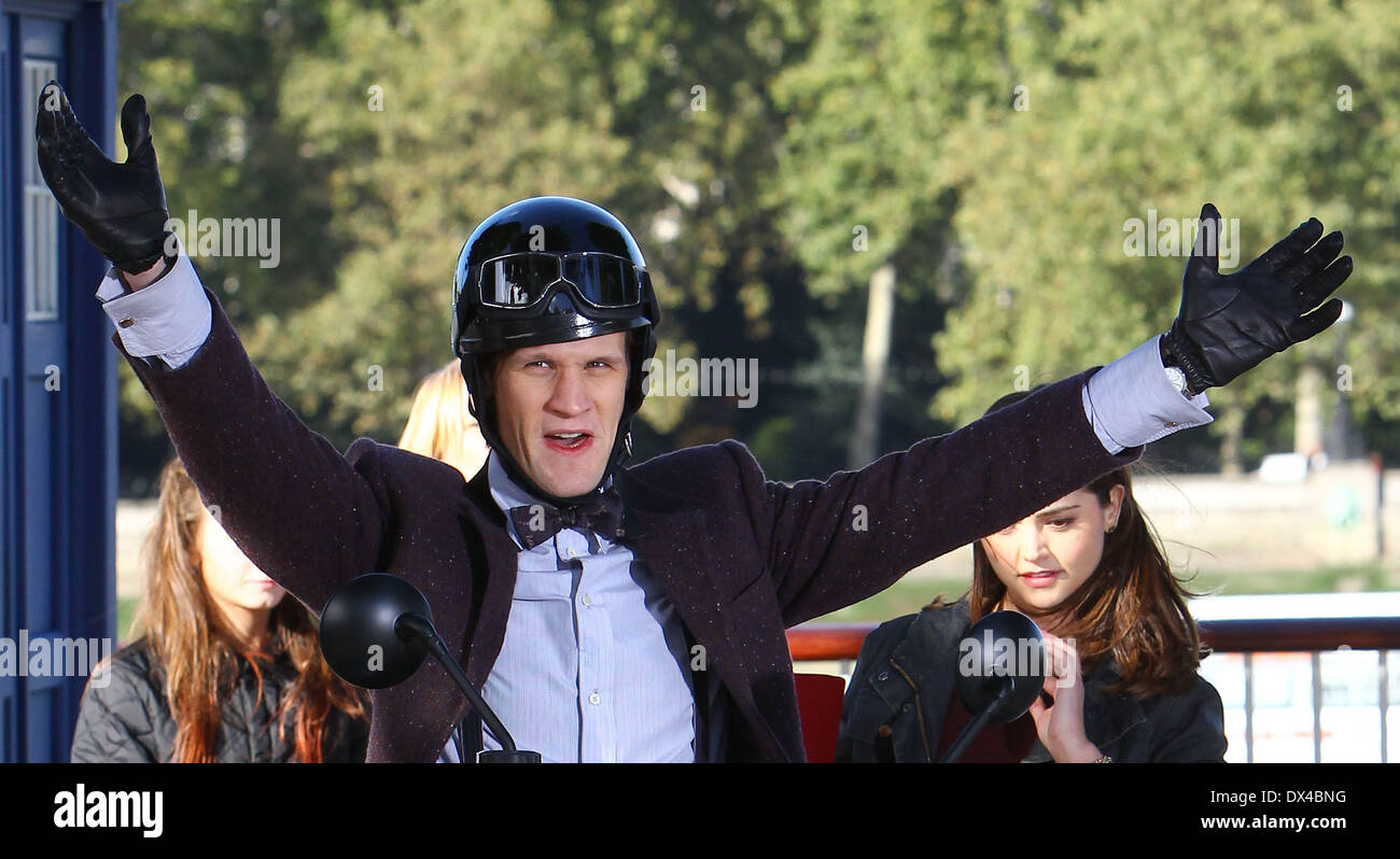 Matt Smith The cast of 'Doctor Who' filming in central London London ...