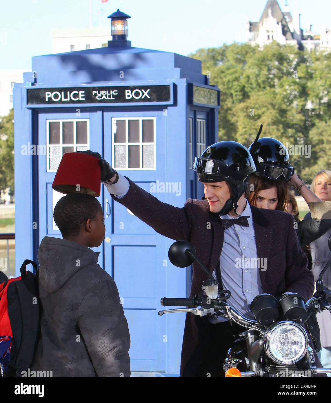 Matt Smith The cast of 'Doctor Who' filming in central London London ...