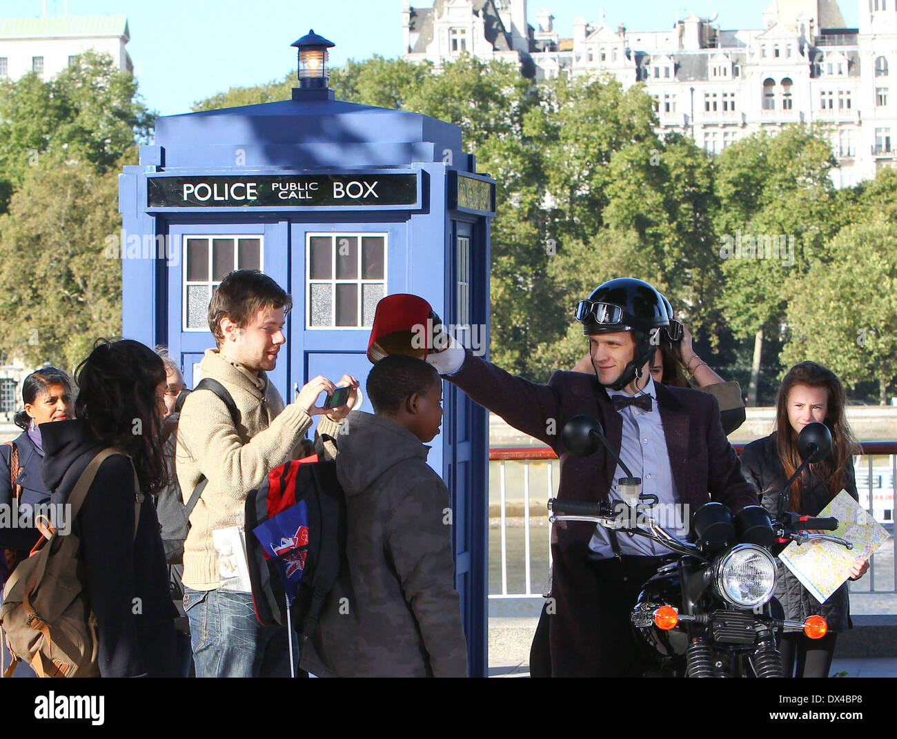 Matt Smith The cast of 'Doctor Who' filming in central London London ...