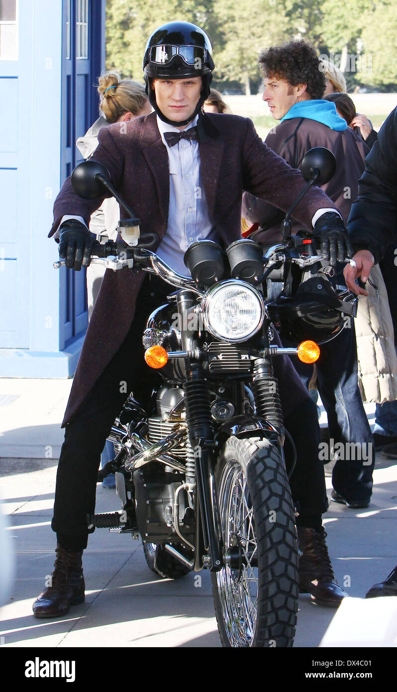 Matt Smith The cast of 'Doctor Who' filming in central London London ...