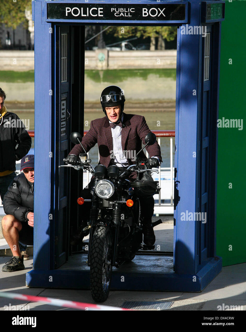 Matt Smith on a motorcycle The cast of 'Doctor Who' filming in central ...