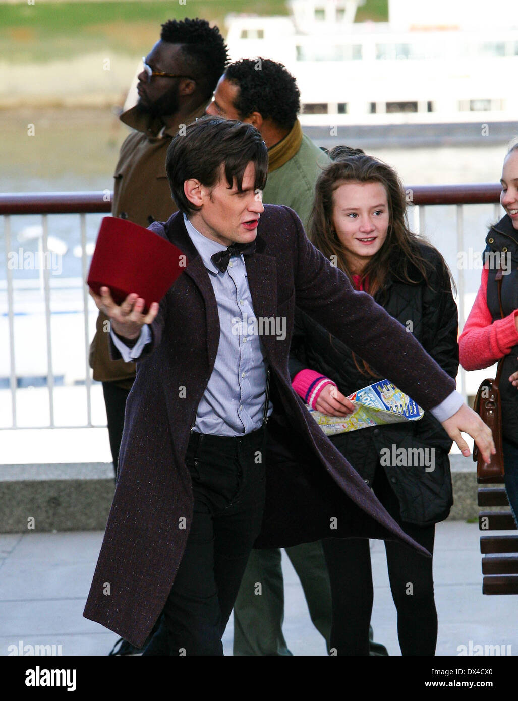 Matt Smith The cast of 'Doctor Who' filming in central London London ...