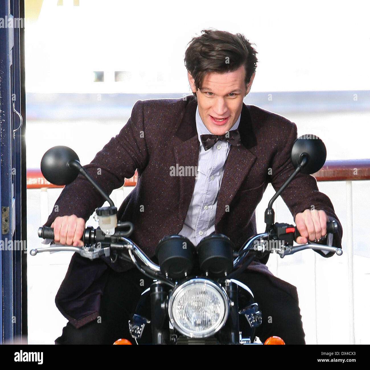 Matt Smith on a motorcycle The cast of 'Doctor Who' filming in central ...