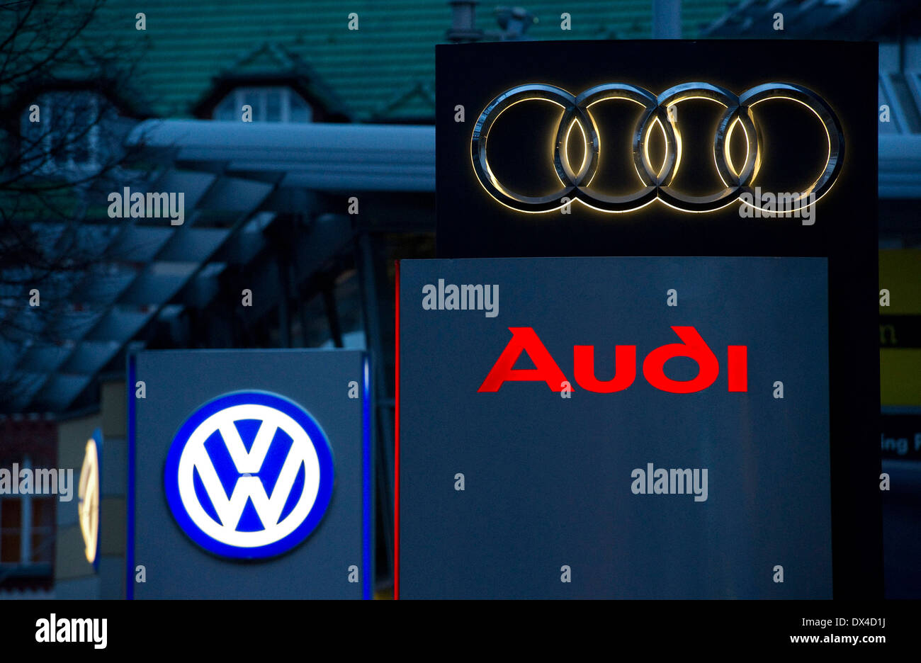VW and Audi neon signs Stock Photo - Alamy