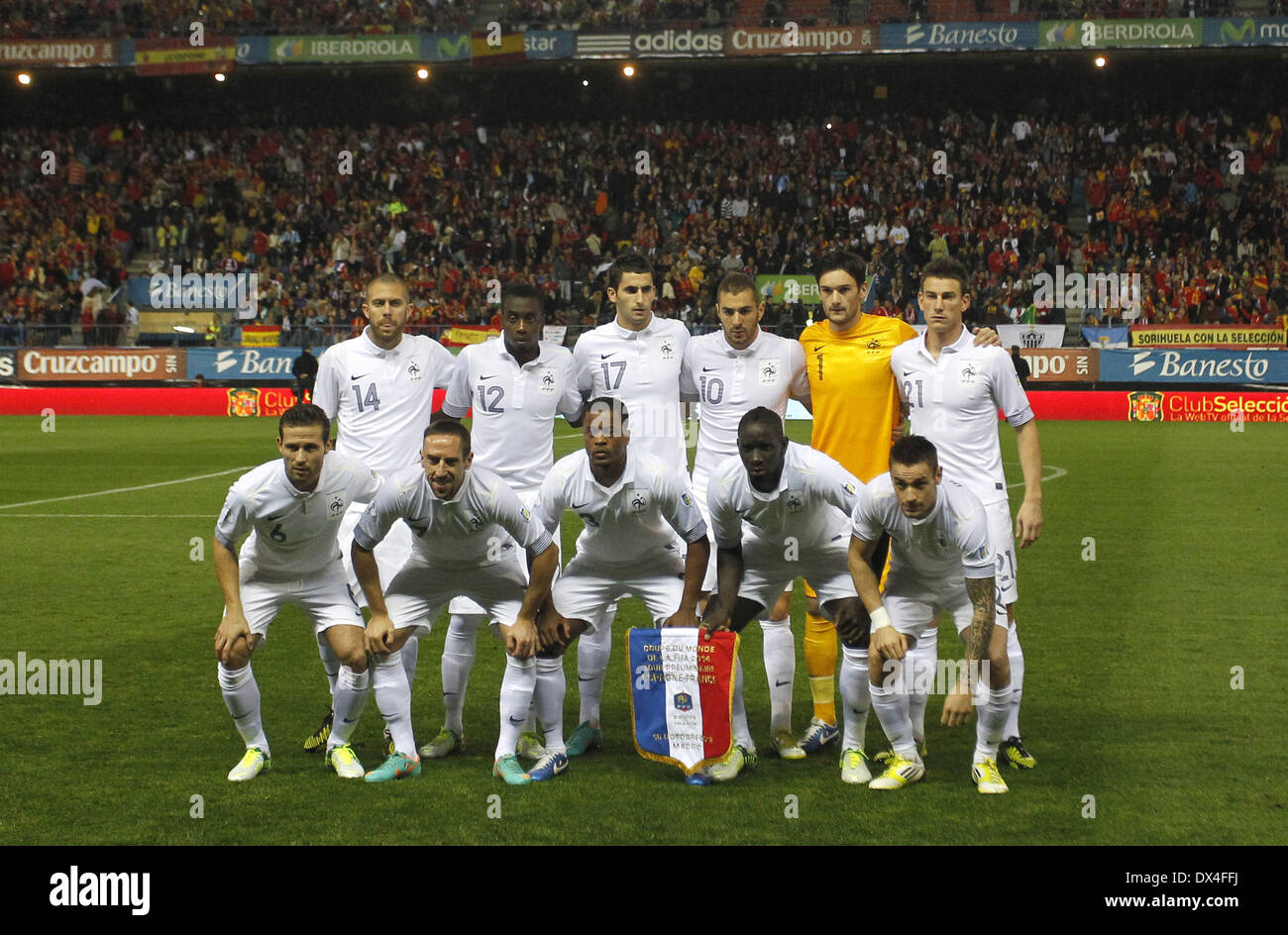 France team line-up Spain vs France World Cup qualifying match at the ...