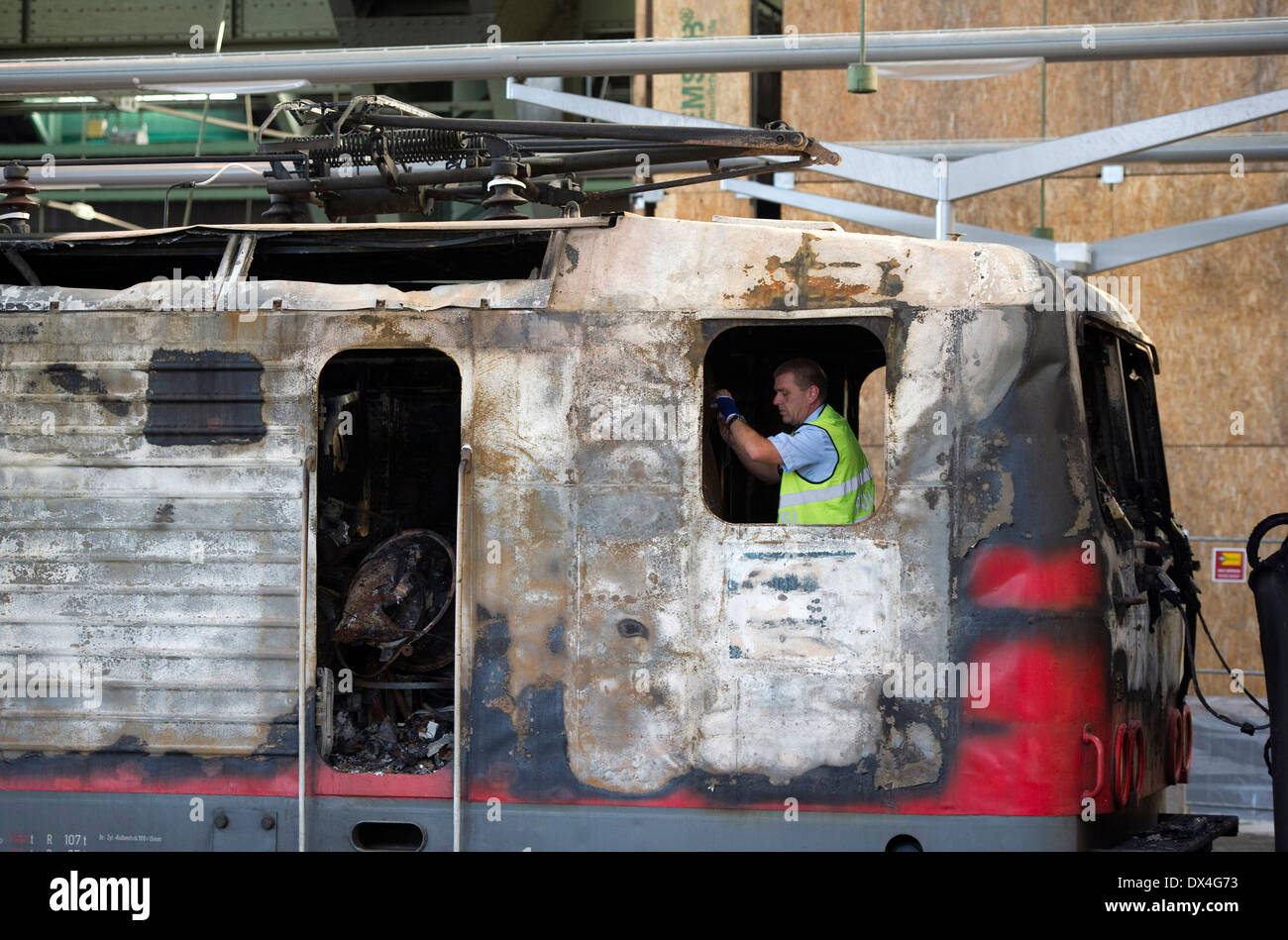 burned locomotive DB Regio Stock Photo - Alamy
