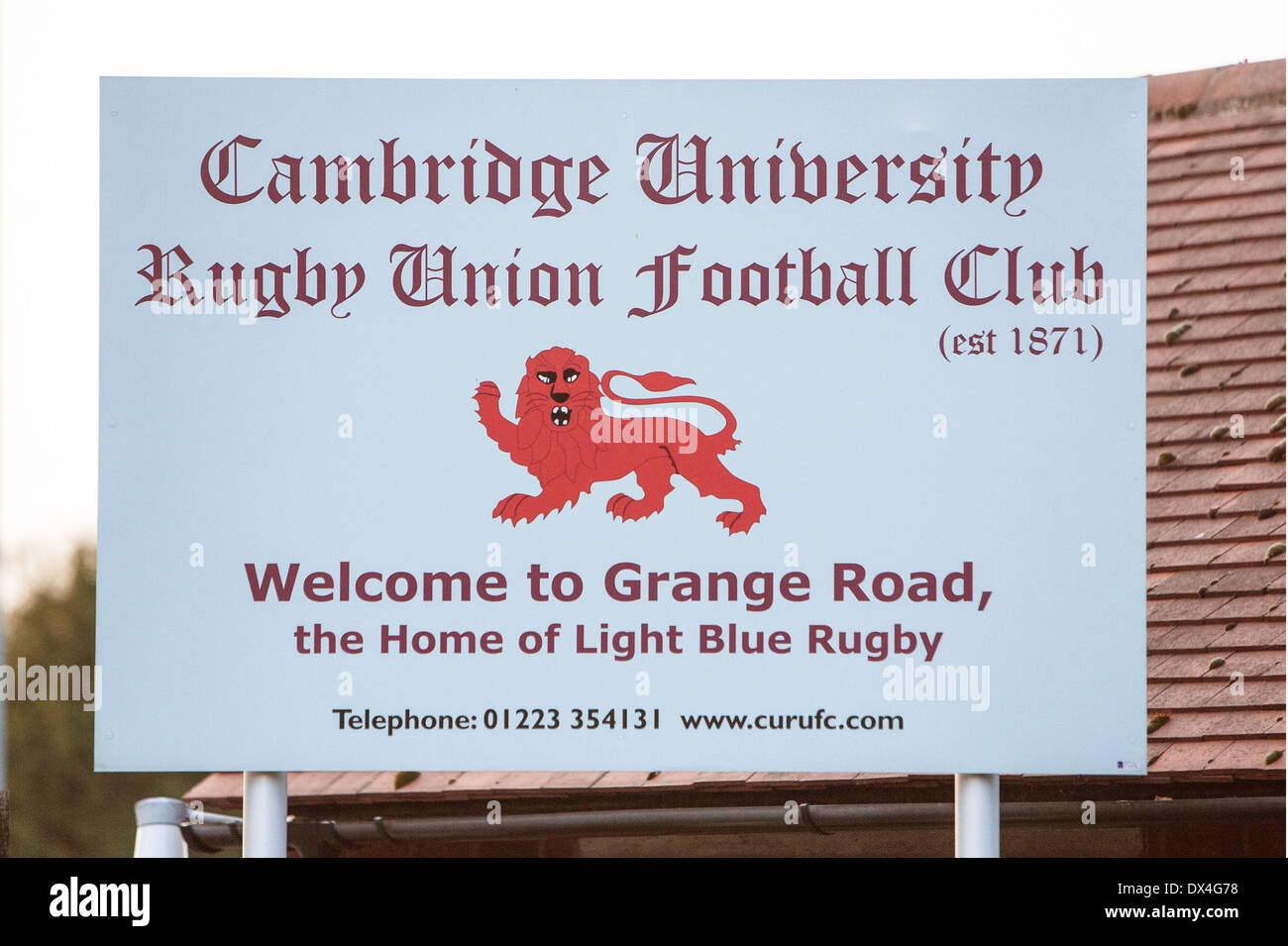 Newnham Village, Cambridge, Cambridge University Rugby Club Sign Stock ...