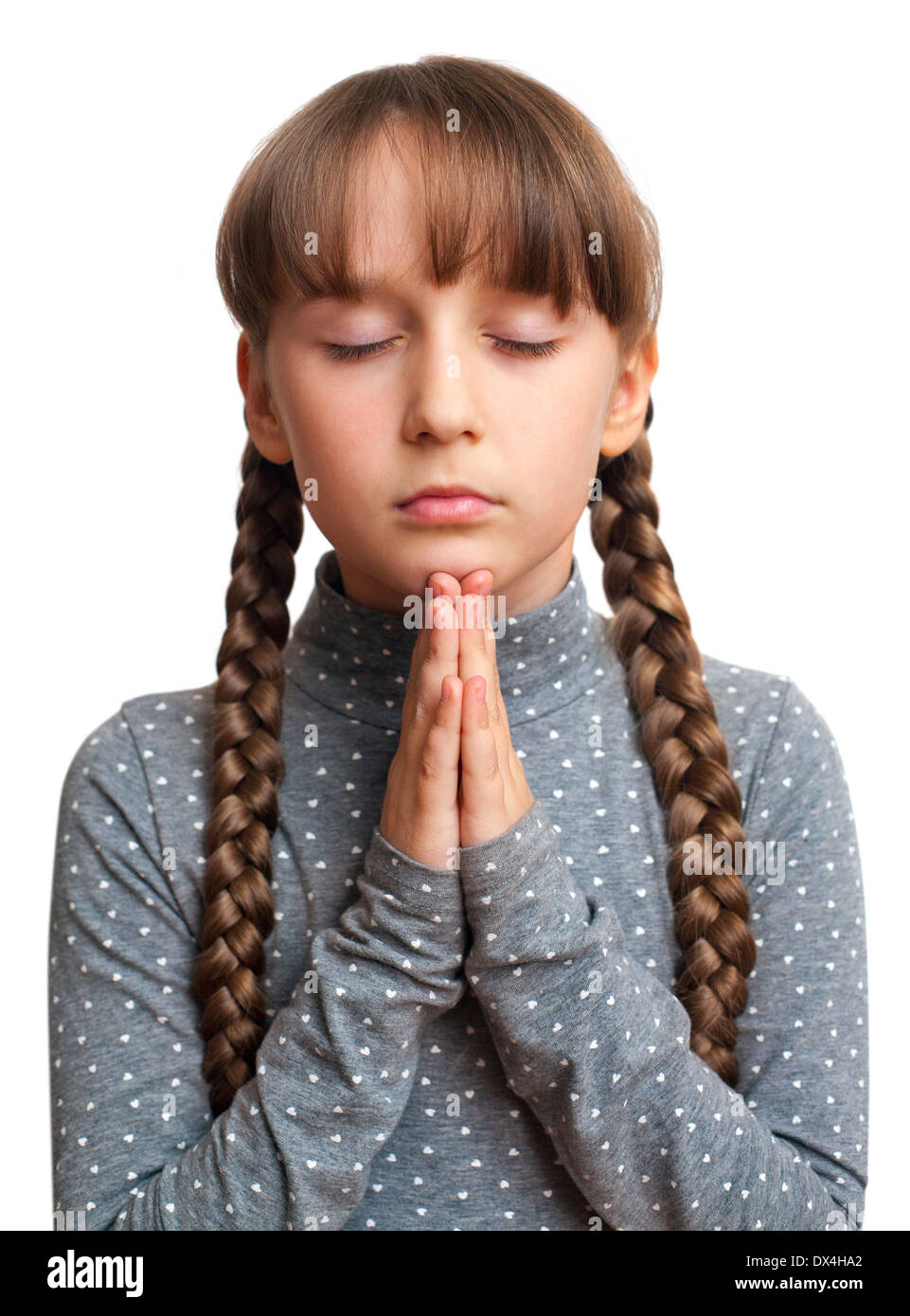 girl praying, isolated Stock Photo - Alamy