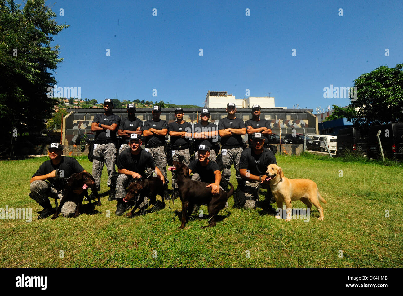 Rio de Janeiro, Brazil. 17 March 2014. Training of dog sniffers in the ...