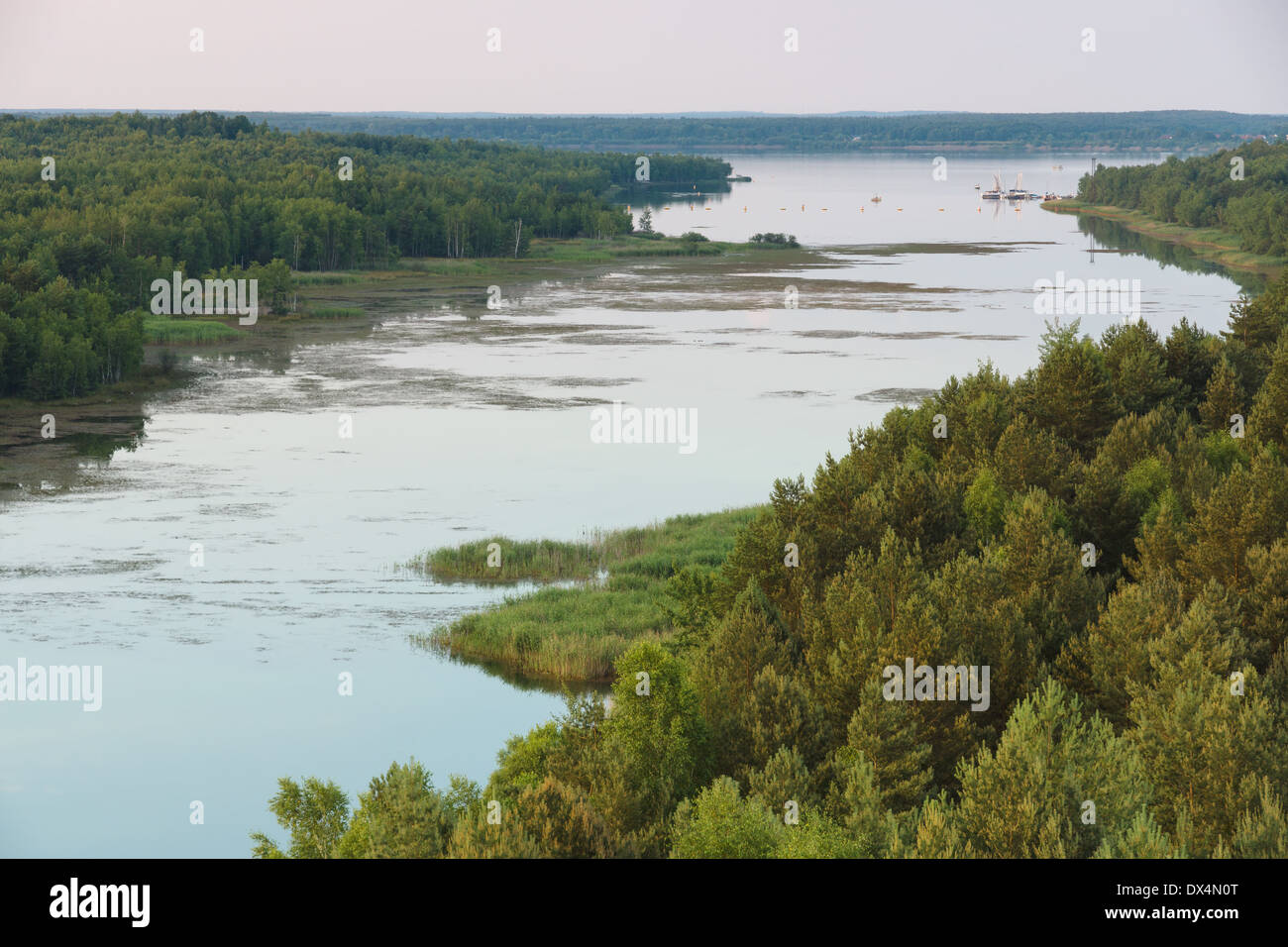 Sunset at Lake Senftenberg. View from above. Germany Stock Photo - Alamy