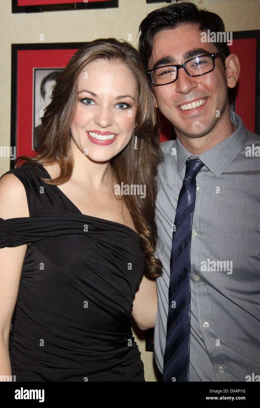 Laura Osnes and Max Crumm attending the post show reception for the ...