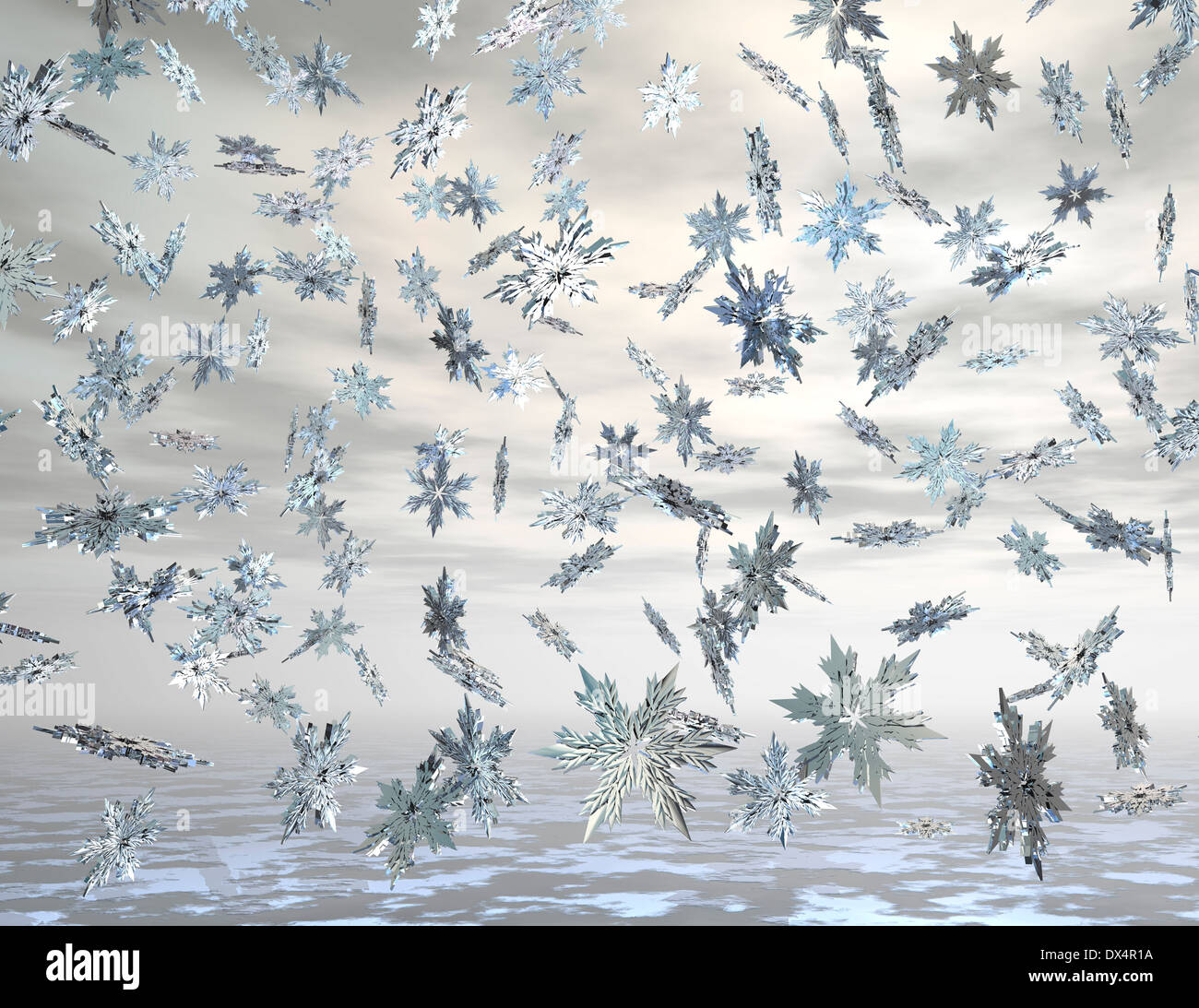 digital visualization of falling snowflakes Stock Photo - Alamy