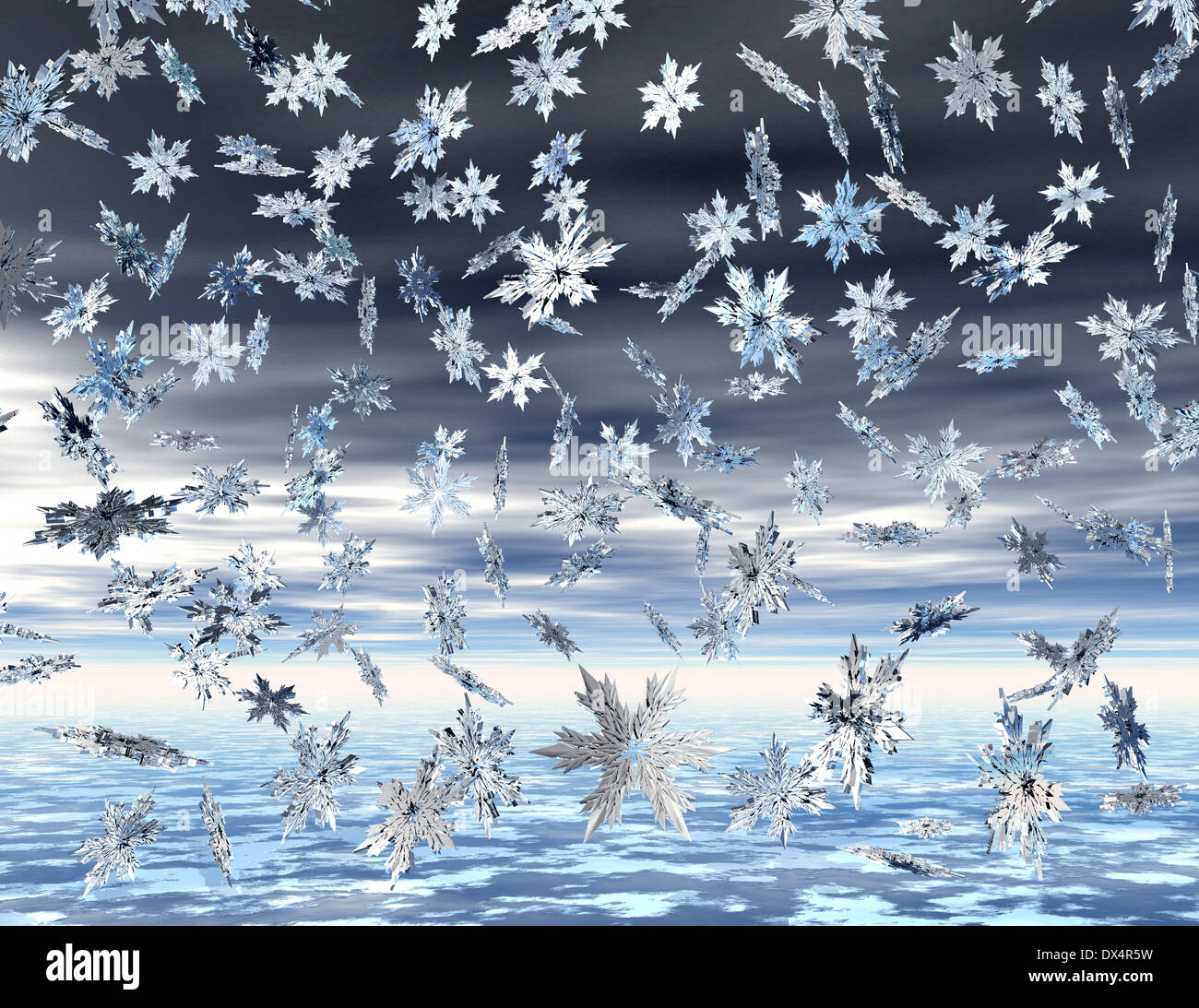 digital visualization of falling snowflakes Stock Photo - Alamy